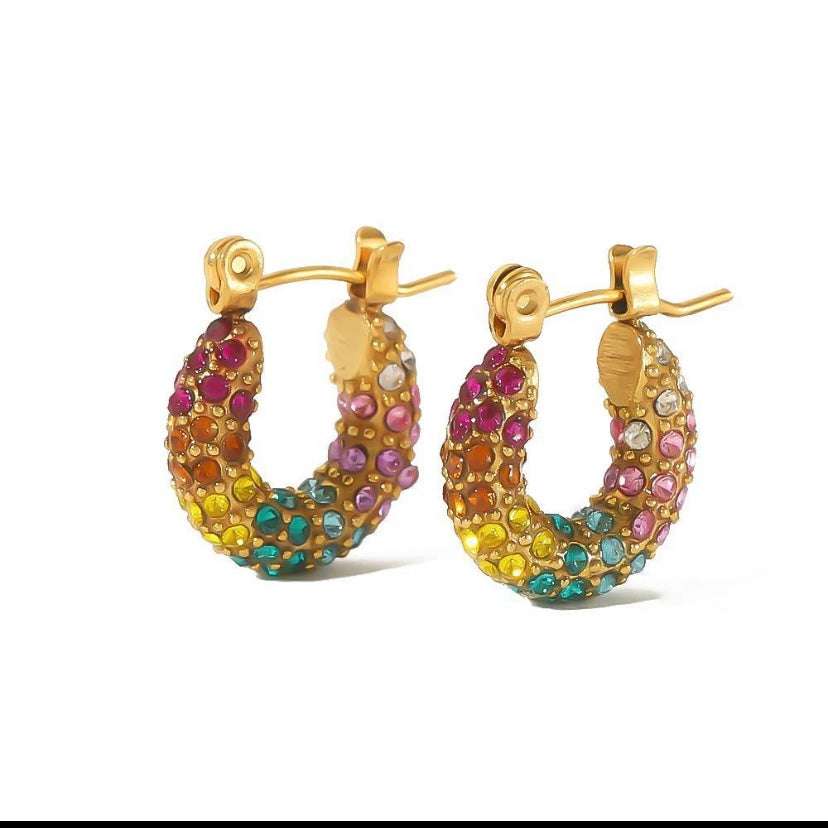 Rainbow mini huggies 18k – Jewels Bling